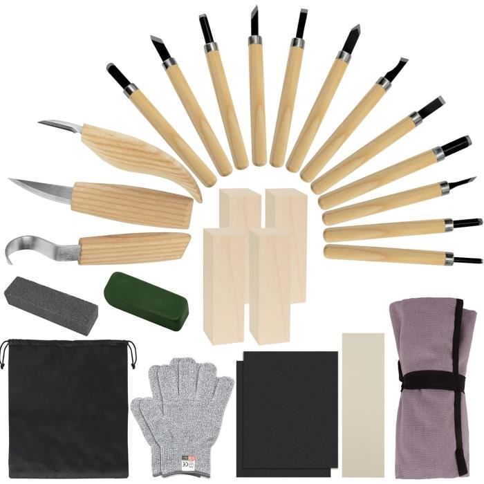 27 In 1 Kit Sculpture Bois, Outil De Ciseaux À Bois Kit Gouges ...