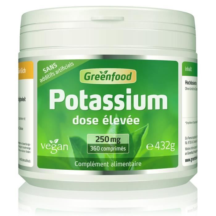 Greenfood Potassium, 250 mg, 360 comprimés. Vegetarians. - Cdiscount ...