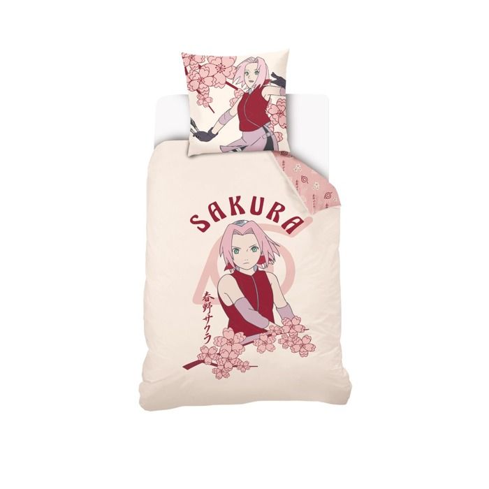 Naruto - Parure de Lit Enfant Coton Sakura Haruno, Housse de couette ...