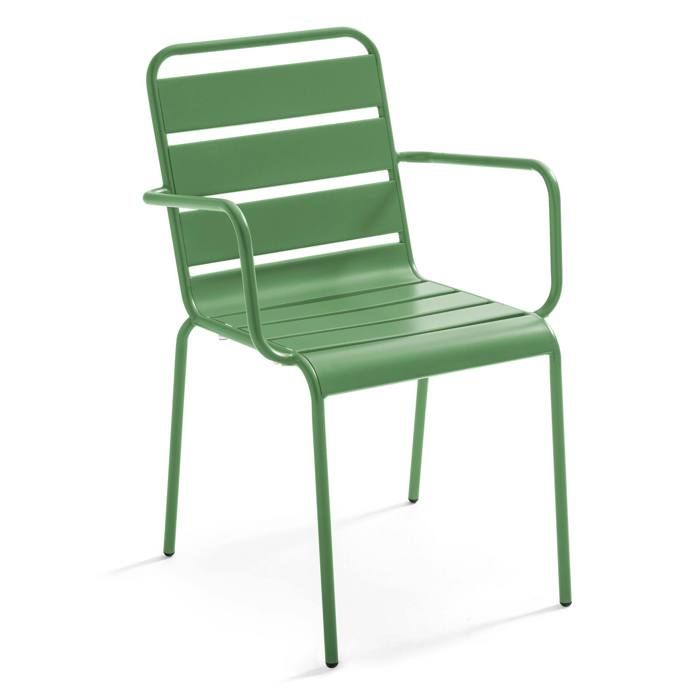 Fauteuil de jardin en métal vert cactus Palavas, Oviala - Cdiscount Jardin
