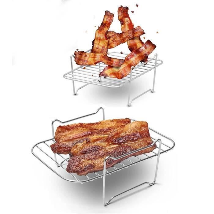 LOVE-Lot de 2 Supports de Friteuse à Air pour Friteuses à Double Panier en Acier Inoxydable 304 ...