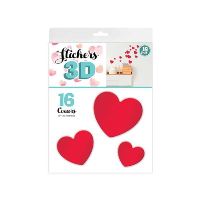 STC - Stickers 3D Coeur – Couleur Rouge - Cdiscount Maison