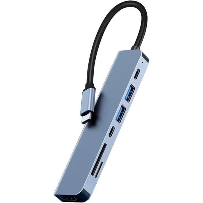 Hub Usb C Adaptateur Multiport Usb C 7 En 1 Avec Sortie Hdmi 4K, Compatible Avec Lecteur De ...