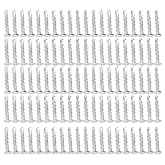 Zerone Kit de vis autoperceuses 100 pièces vis auto-perceuse tête ronde 304 attaches en acier ...