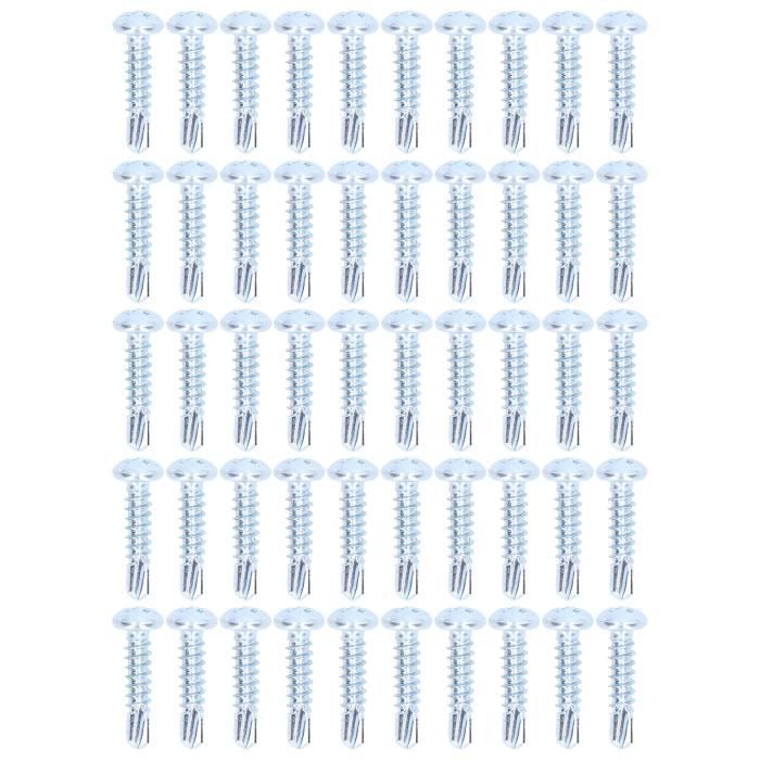 Zerone Vis autoperceuse Lot de 50 vis auto-perceuses en acier au carbone 4,2 x 19 mm pour ...