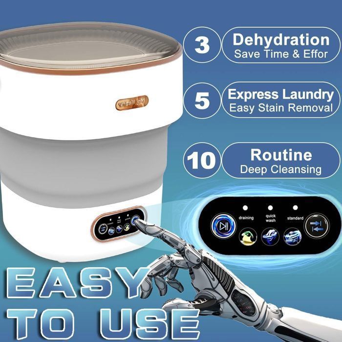 Mini machine à laver pliable 15L, 22W portable, 2 en 1, 3 modes de ...