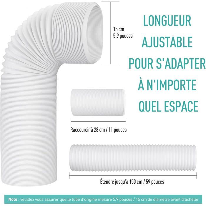 Tuyau Climatiseur Mobile 15Cm Diamètre, Sens Direct Tuyau Évacuation ...