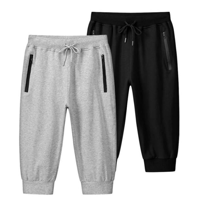 Pantacourt Homme,Pantacourt Coton Jogging Sport Été avec Cordon de ...