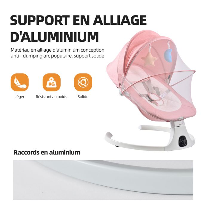 Balancelle Bébé Électrique - DOCCMIK - 10 mélodies - 5 modes de ...