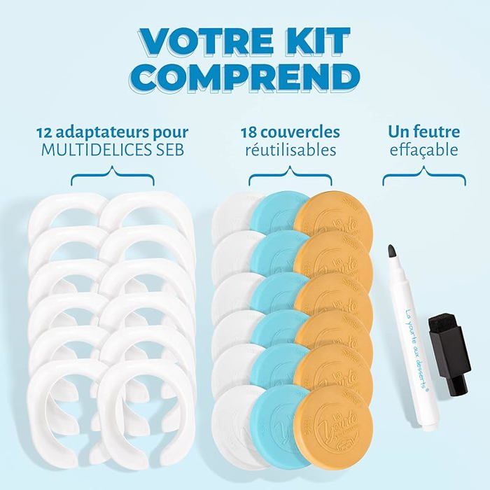 12 Adaptateurs SEB MULTIDELICES + 18 Couvercles pour Rendre Compatible ...