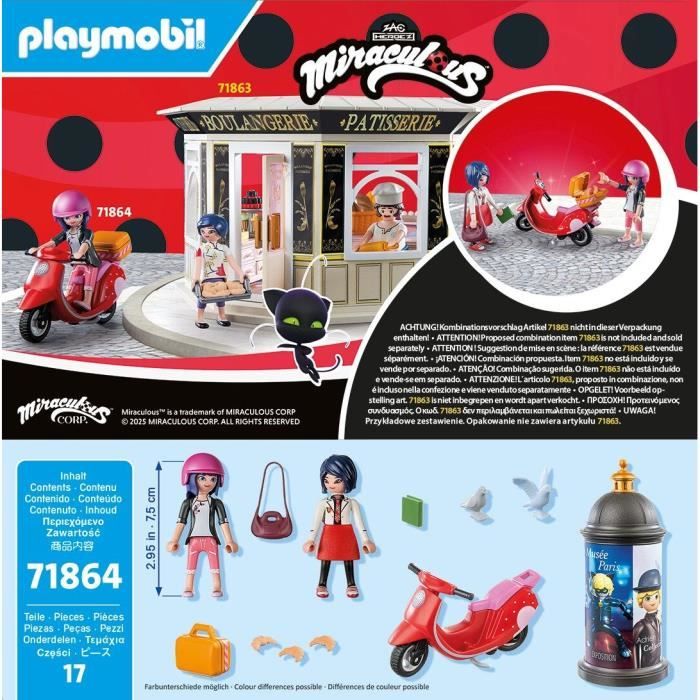 PLAYMOBIL 71864 Marinette à scooter & Kagami, Miraculous, 17 pièces ...