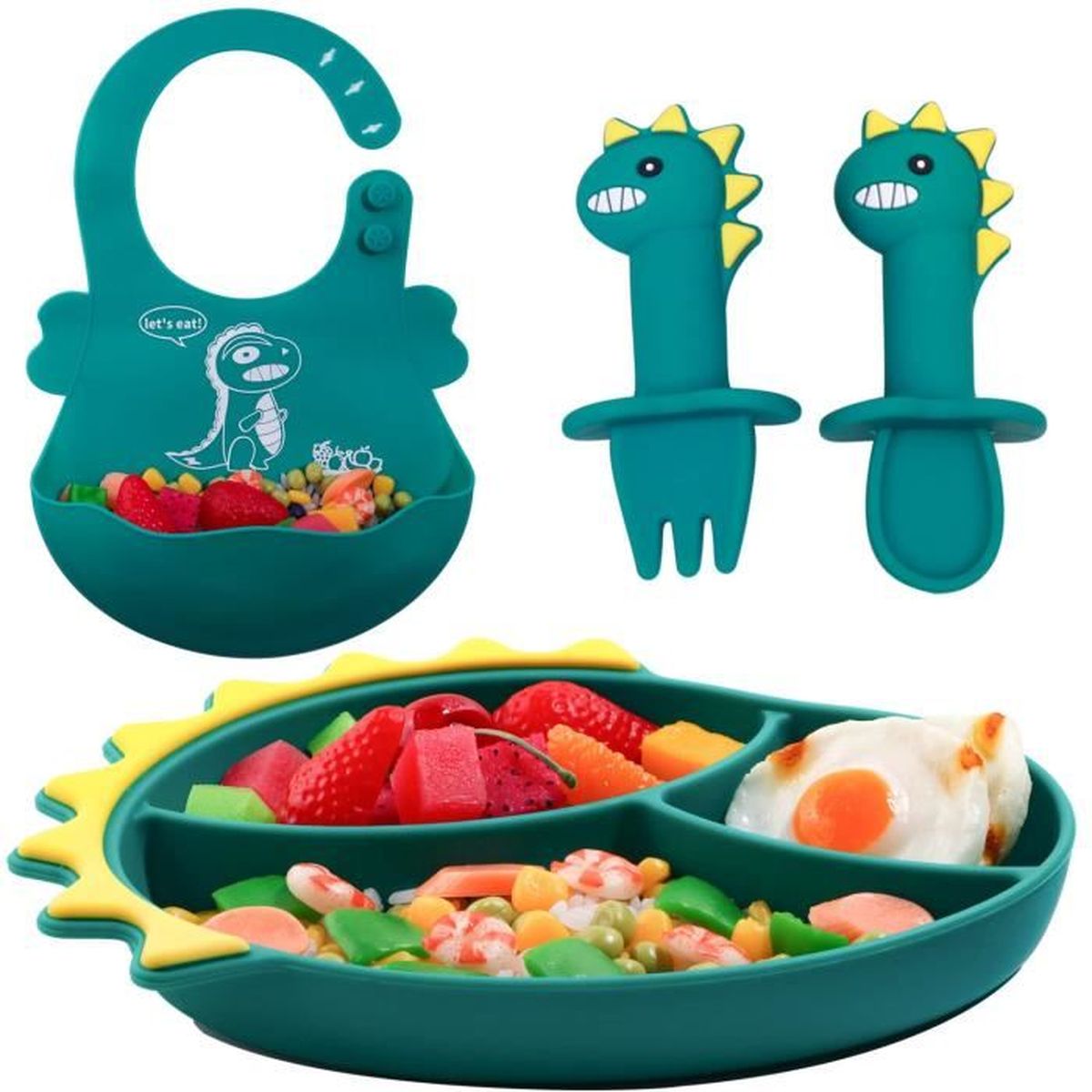 Coffret Repas Bébé avec Ventouse, Lot de 4 vaisselles antidérapant pour ...