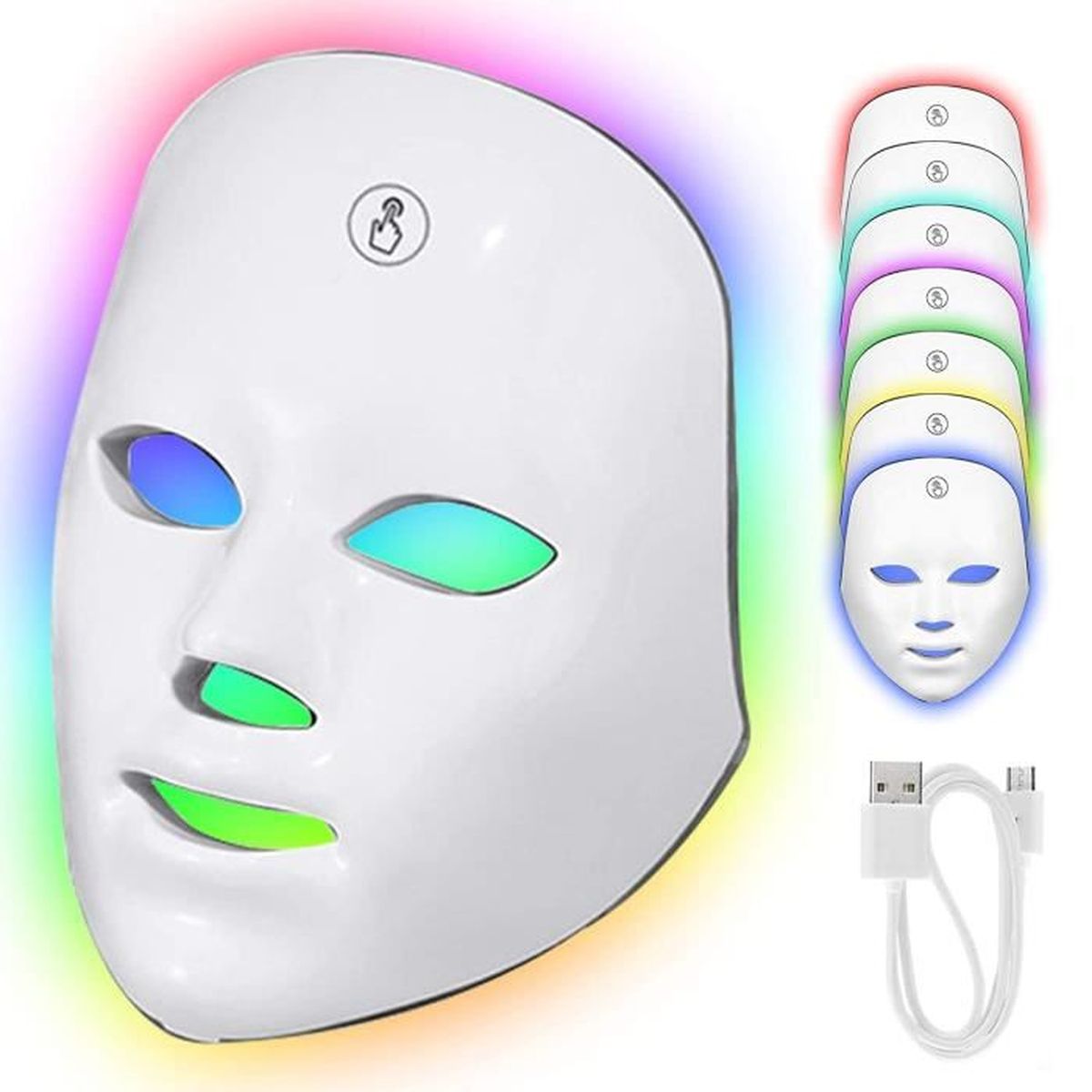 LED Visage Masque Rouge Bleu Luminothérapie 7 Couleur Beauty Masque ...