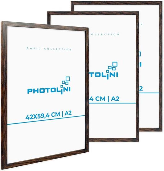 Cadre A2 42 x 59,4 bois MDF chêne foncé, lot de 3 cadres photo pour ...