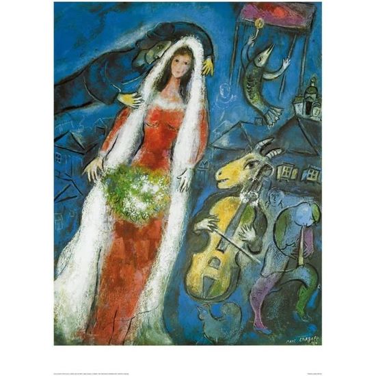 Marc Chagall Poster La Mariée Affiche Reproduction 80X60 Cm[u13190 ...