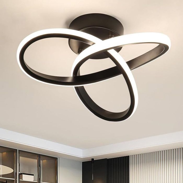 DORLINK Lampe plafonnier LED - Noir, lumière neutre 4500K, 22W, 24x11cm ...