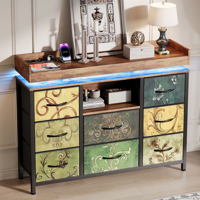 DADEA Commode 8 tiroirs LED, meuble rangement chambre adulte,armoire de ...