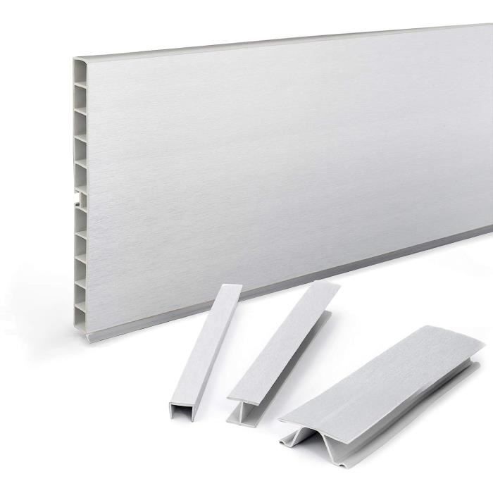 Plinthe 1,5 m | Plaque de socle | 100 mm | Aluminium brossé | Plastique ...