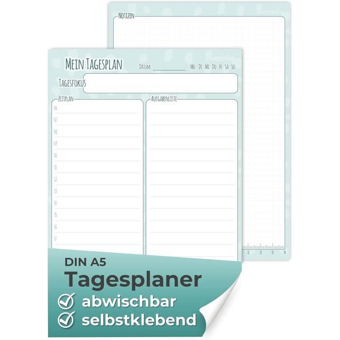 To Do Liste effaçable Agenda journalier DIN A5 pour tâches, notes et ...