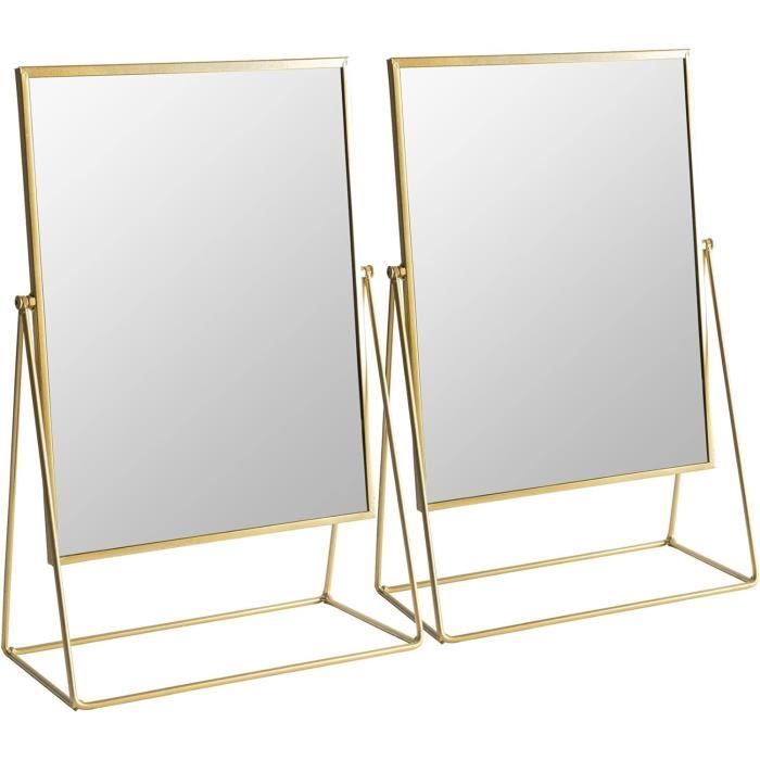 2 pièces Coiffeuse Vanity Mirror Set - autoportant Miroirs cosmétiques Maquillage de Table ...