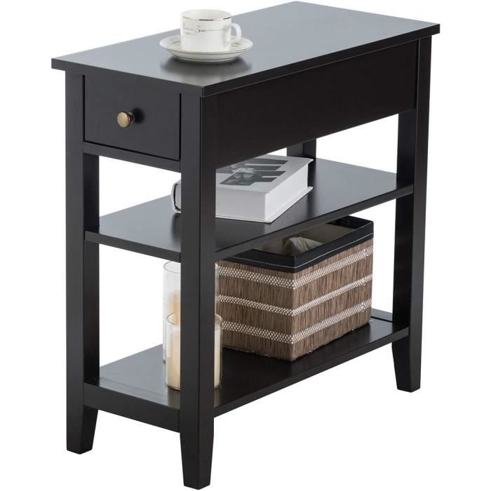 GIANTEX Table console, en bois, étroite, avec tiroir et étagère, design ...