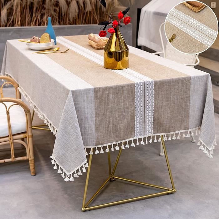 Nappe Rectangulaire Carrée Coton Lin Table Cloth Anti Tache, Jacquard ...