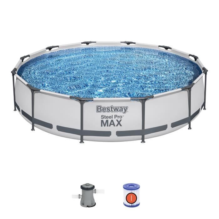 Kit Piscine hors sol tubulaire BESTWAY - Steel Pro Max™ - 366 x 76 cm - Ronde - (Inclus 1 pompe ...