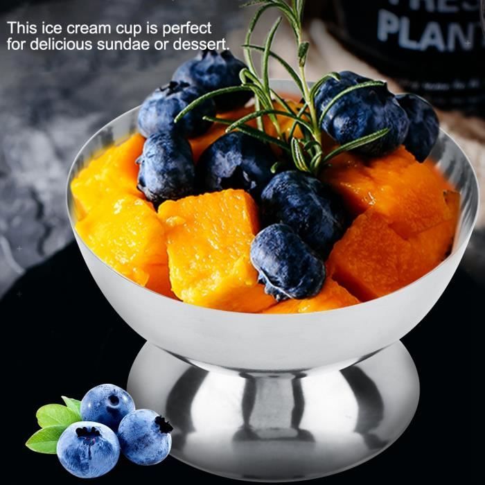 Coupes à crème glacée en acier inoxydable pour salade, fruits et ...