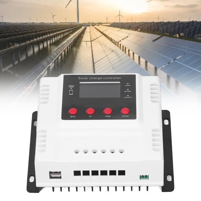 Contrôleur solaire Régulateur de Panneau Solaire, Contrôleur de Charge Solaire 30A Fonction APP ...