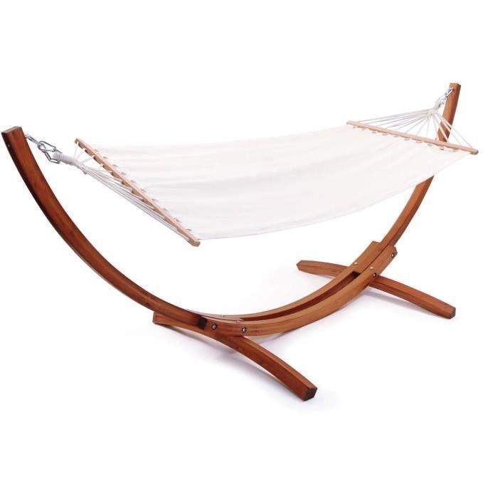 Hamac bois avec toile en coton "Dallas" - 3 m - Ecru - Cdiscount Jardin