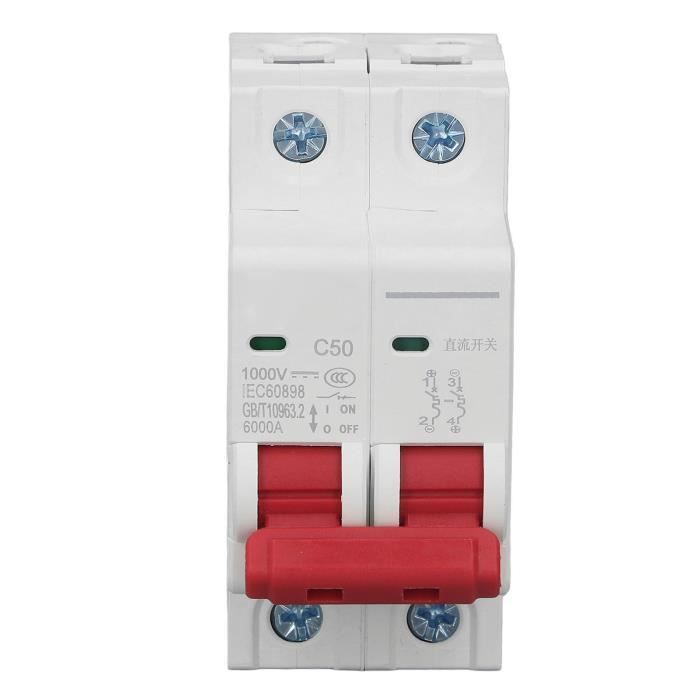 RAN HURRISE Mini disjoncteur CC Disjoncteur Miniature cc 2P système PV solaire 50A montage sur ...