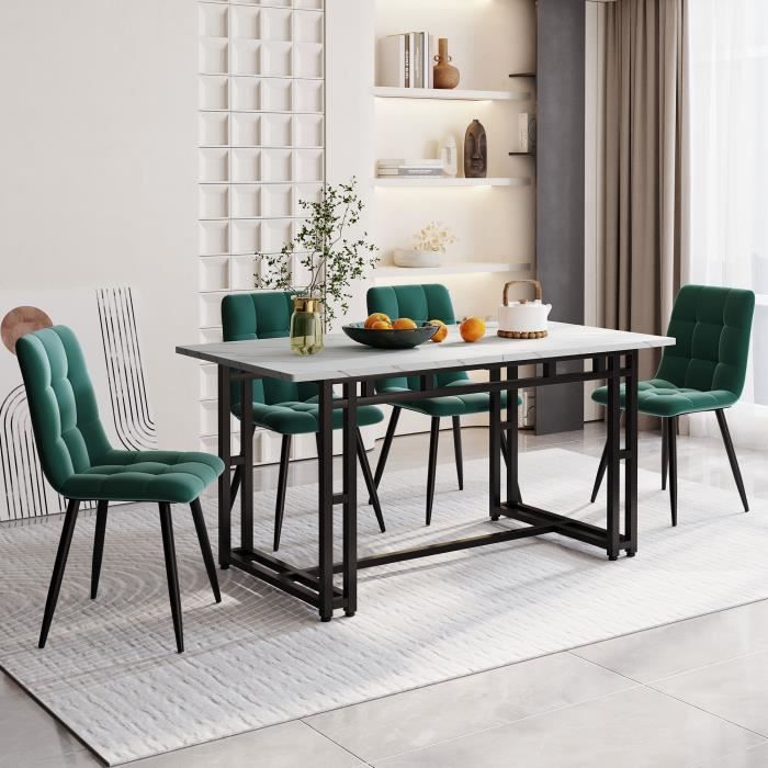 MODERNLUXE Ensemble table et 4 chaises - table noire 140x80cm ...