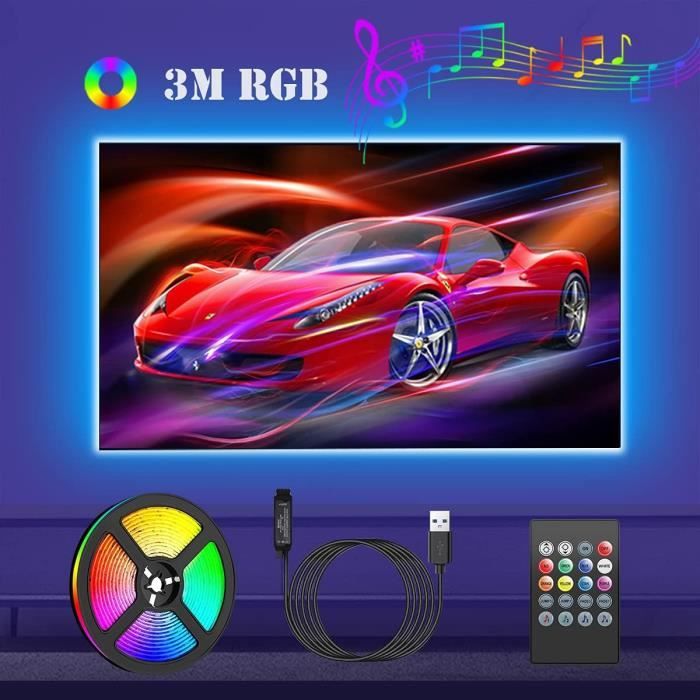 Ruban Led Tv 3M, Bande Lumineuse Led Rgb Multicolore Musical Avec ...