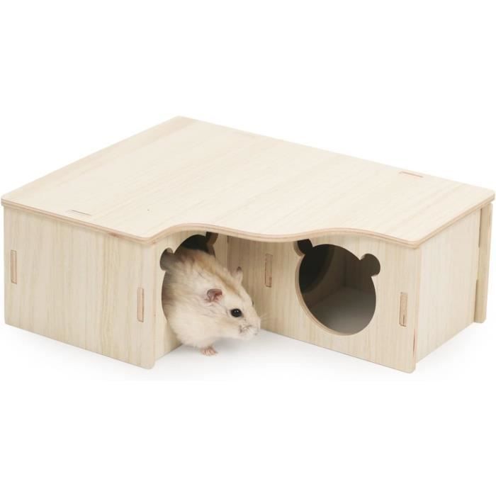Hamster Maison d'angle en bois pour hamster, abri de hamster, cachette ...