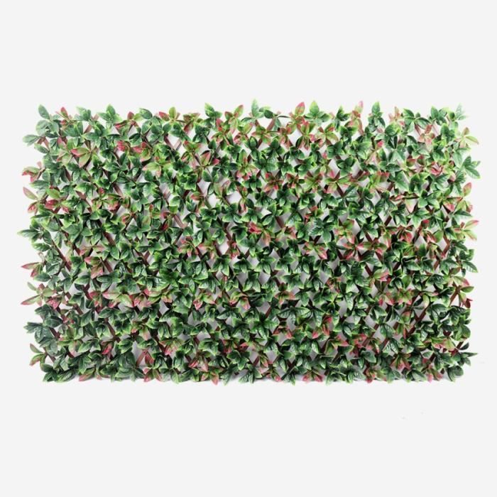 Haie artificielle 200x100cm photinia jardin treillis extensible Ivoss ...