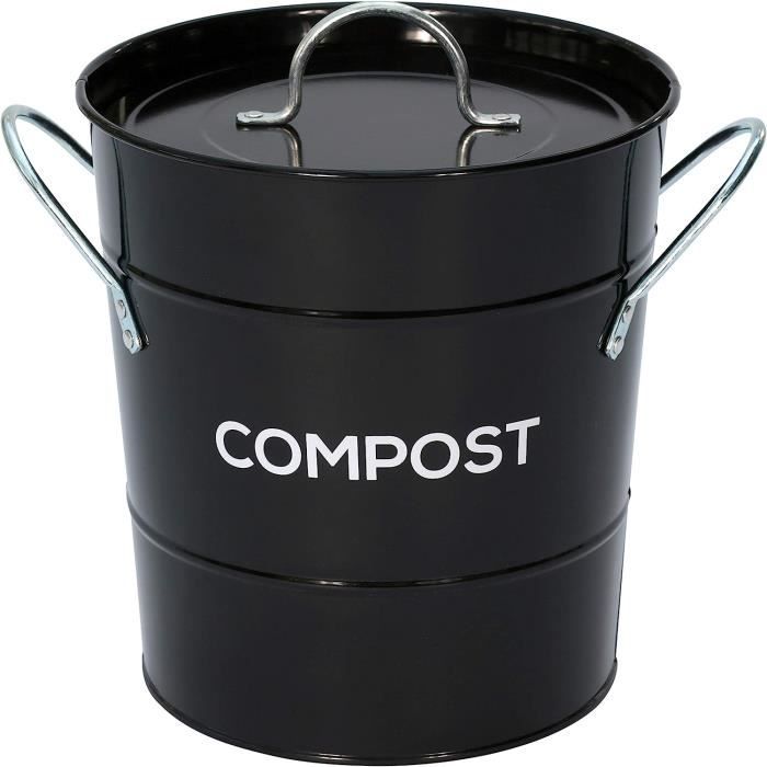Black Metal Kitchen Compost Caddy - Composting Bin For Food Waste ...