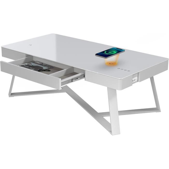 Table Basse Avec Enceintes Bluetooth Et 2 Bases Chargeur Sans Fil ...