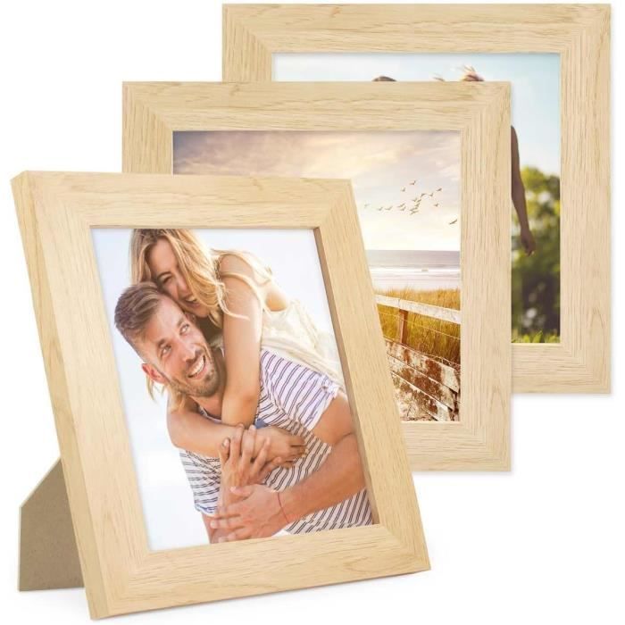 Cadre Photo 15 X 15 Cm Bois Mdf Naturel, Cadre Large Bord, Lot De 3 ...