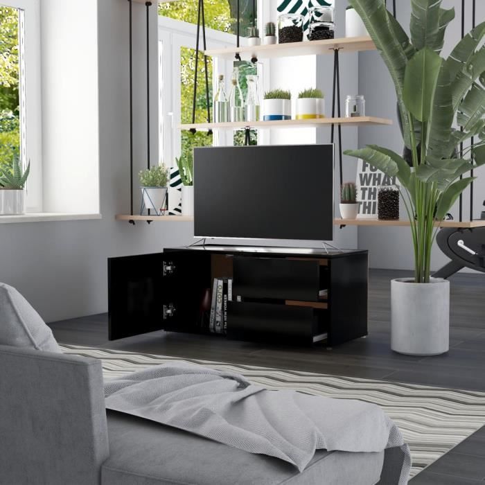 7766•NOEL FRIDAY• Meuble TV Contemporain - Meuble HI-FI Banc TV Noir ...