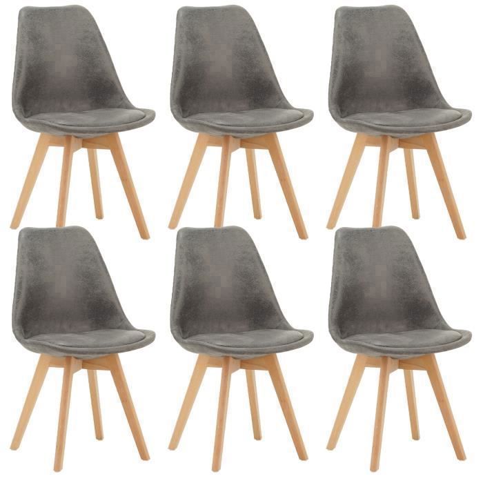 WAFTING Lot de 6 Chaises Scandinave Design,Tissu en faux daim et pieds ...
