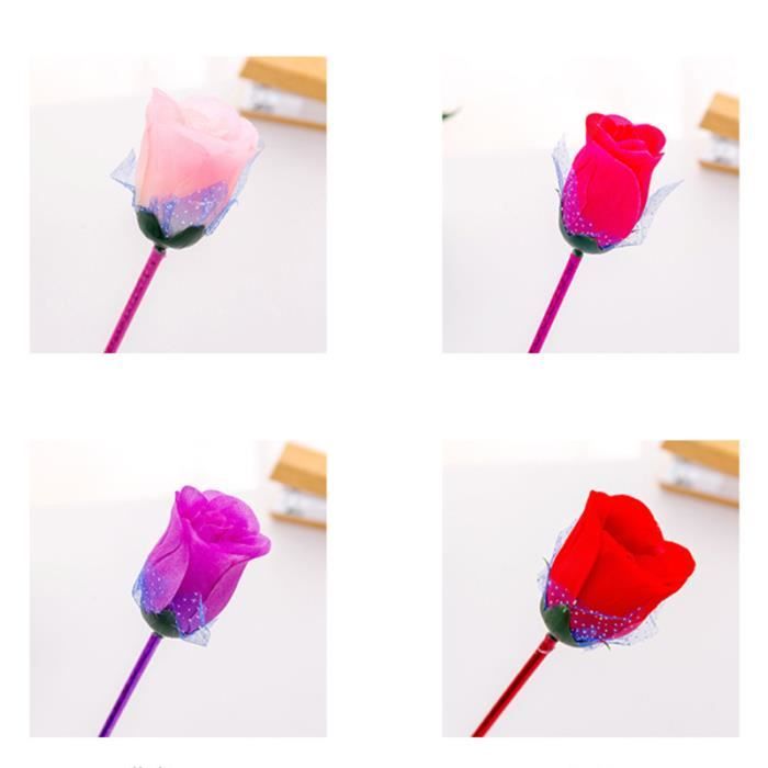 10pcs rose fleur décor stylo à bille papeterie fournitures de bureau d ...