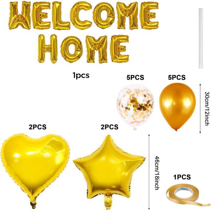 16 Pièces Bannière À La Maison De Bienvenue Ballon Welcome Home Famille ...