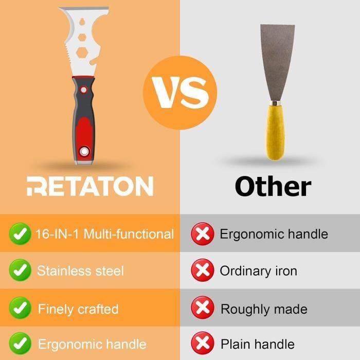 Ensemble d'outils de racloir, grattoir multifonction 16 en 1 en acier ...