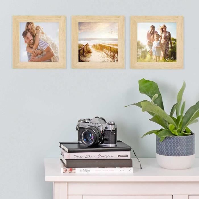 Cadre Photo 15 X 15 Cm Bois Mdf Naturel, Cadre Large Bord, Lot De 3 ...