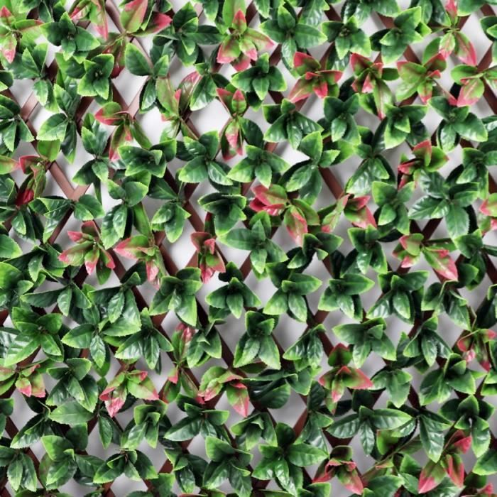 Haie artificielle 200x100cm photinia jardin treillis extensible Ivoss ...