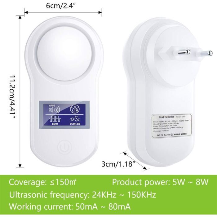 Répulsif ultrason anti-rongeurs - Virex® - 2 pièces - Ultrasons 24 ...