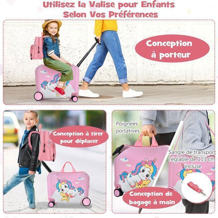 GOPLUS Valise Cabine Enfant 18" & Sac à Dos Enfant 12", Valise Enfant à ...