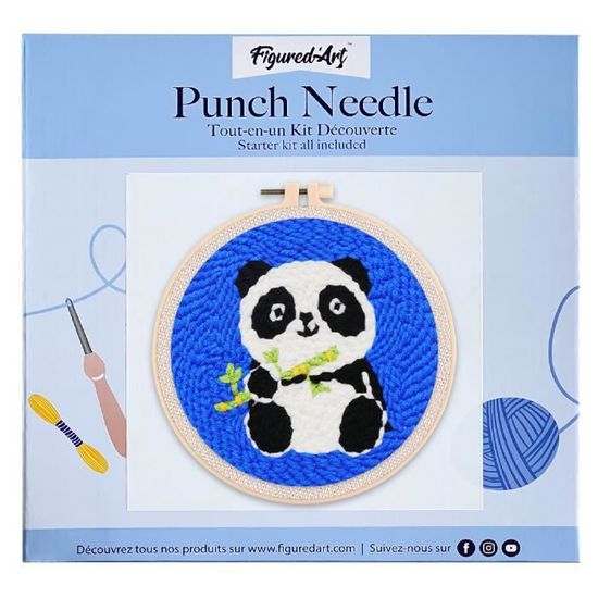Kit Punch Needle - FIGURED'ART - Bébé Panda - 26x26cm - Inclus : cadre ...