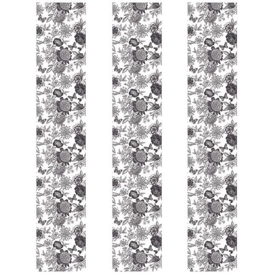 Rouleau Sticker Géant 'Déco Florale' noir blanc - 250x45 cm [A2886 ...