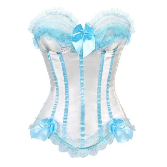 Bustier Femme Sexy Satin Corset Top Dentelle Bowknot Décoré Clubwear